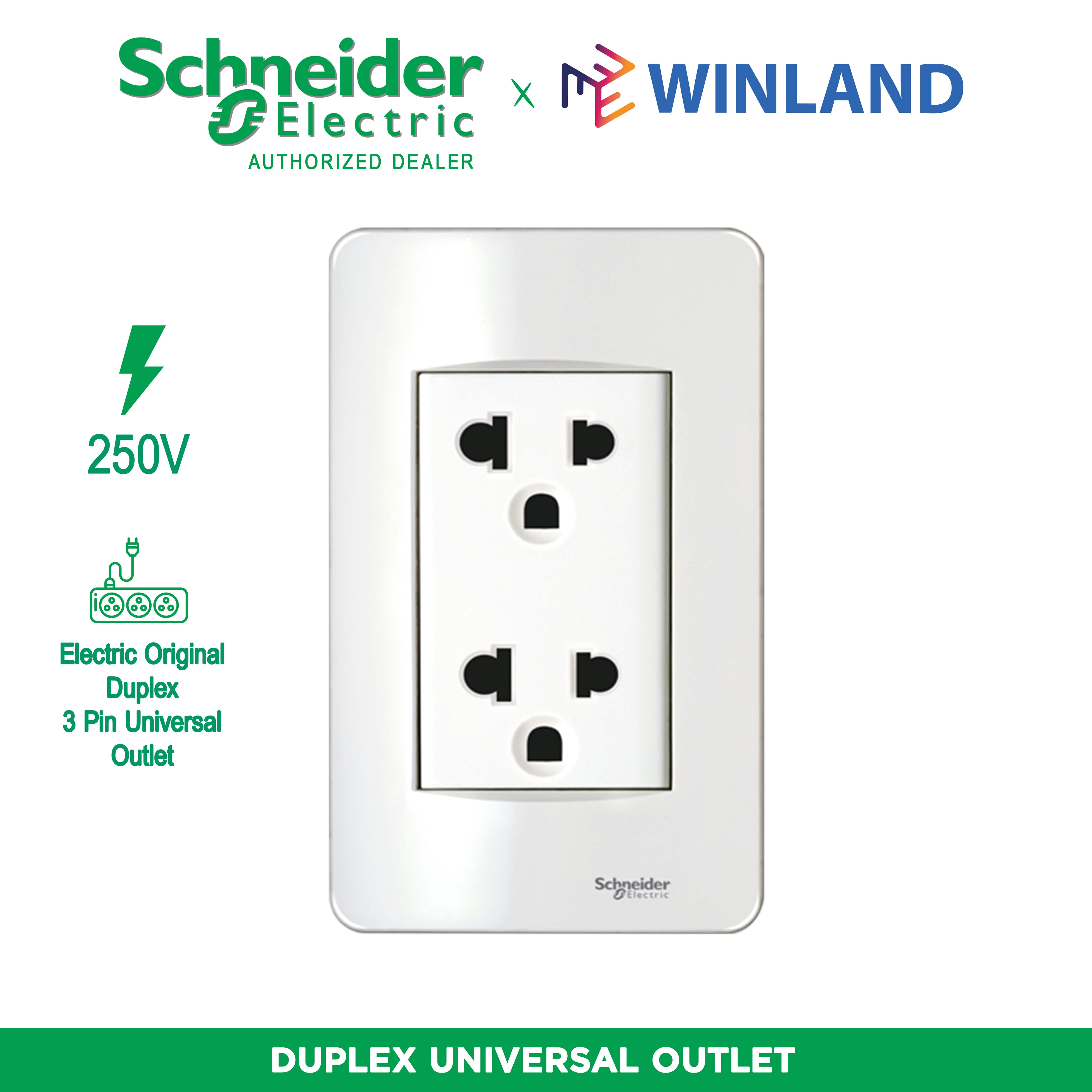 SCHNEIDER by Winland Concept Duplex 3 Pin Universal Outlet Push In CA ...