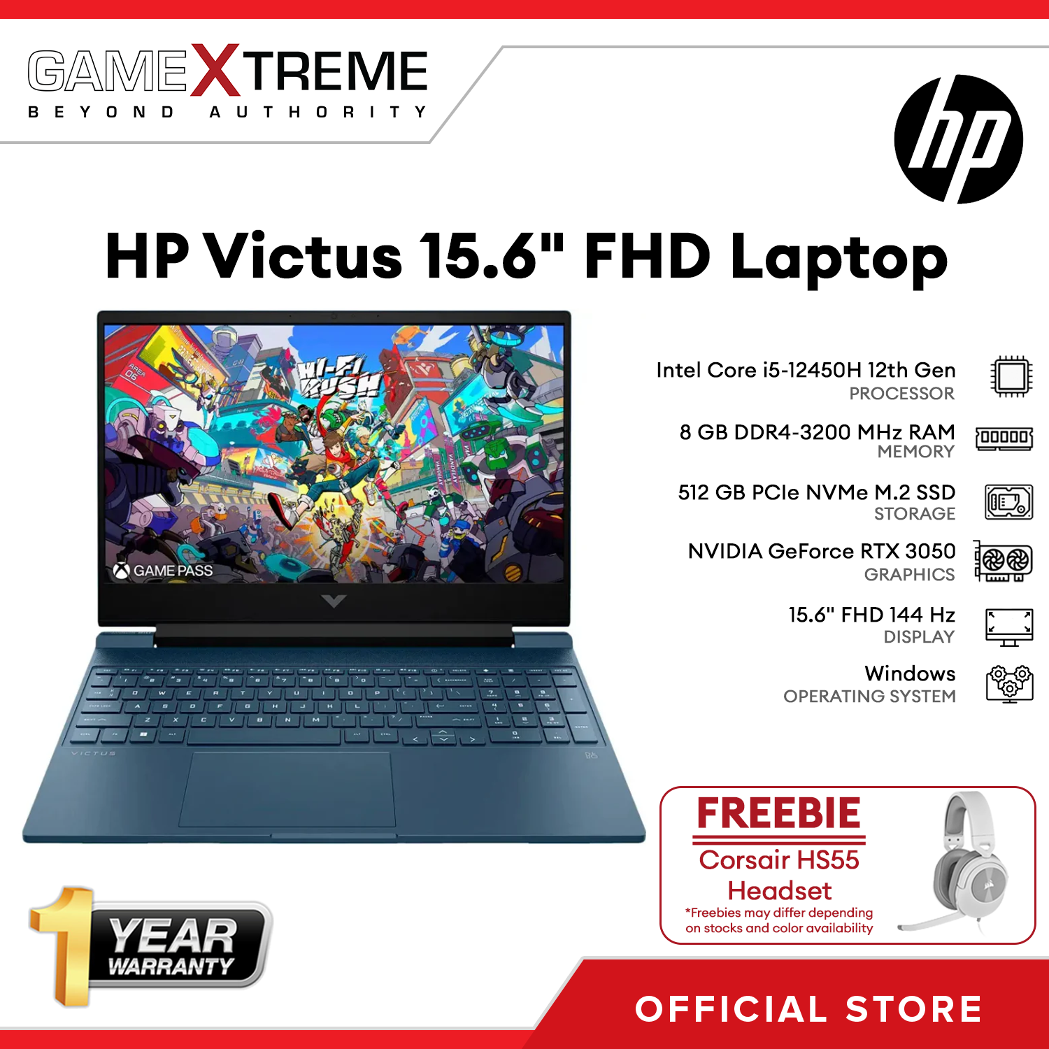 HP Victus 15.6" FHD i5-12450H 8GB/512GB SSD RTX3050 Win11 Performance ...