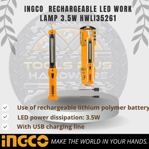 INGCO Rechargeable LED Work Lamp 3.5W HWLI35261 (SUPER SELECT) | Lazada PH