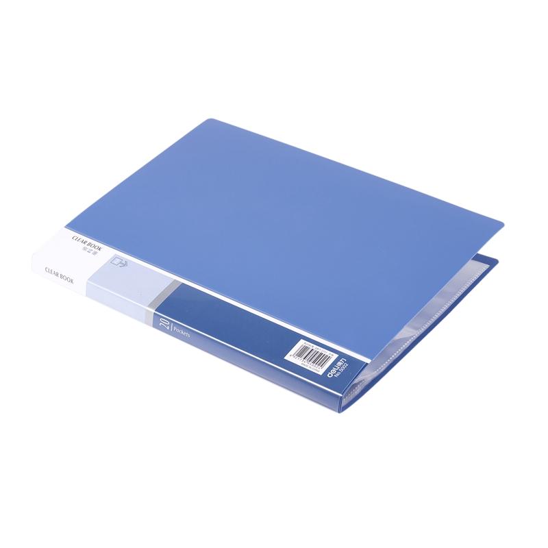 Blue Plastic Cover A4 Clear Book File with 20 Clear Pockets ...