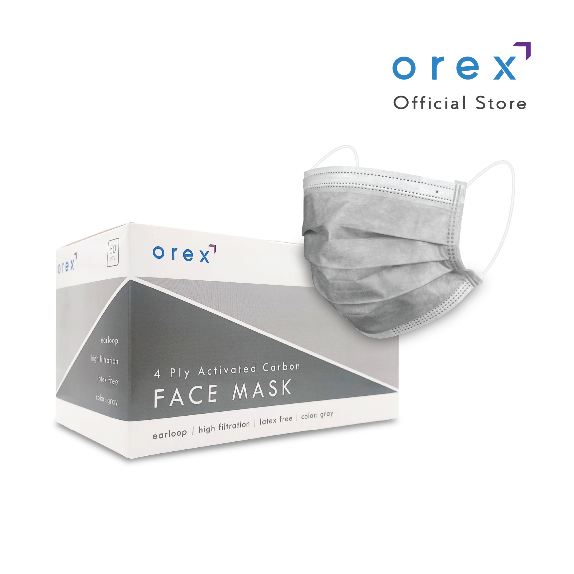 OREX 4 Ply Activated Carbon Face Mask - 1 box (50pcs) | Lazada PH
