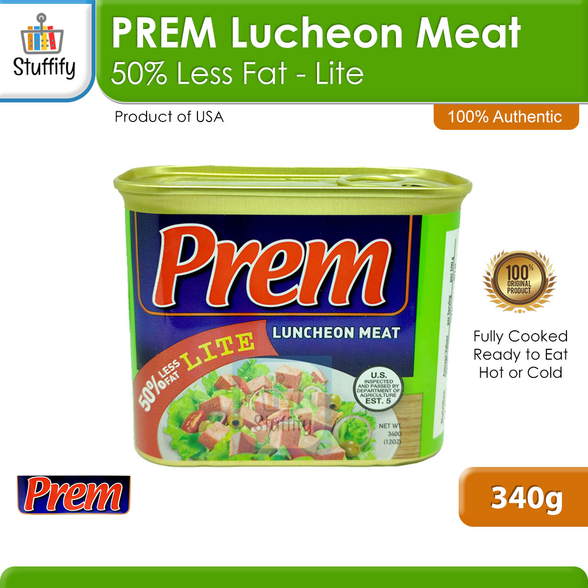 PREM Luncheon Meat | Original | 50% Less Fat Lite | 30% Less Sodium (1 ...
