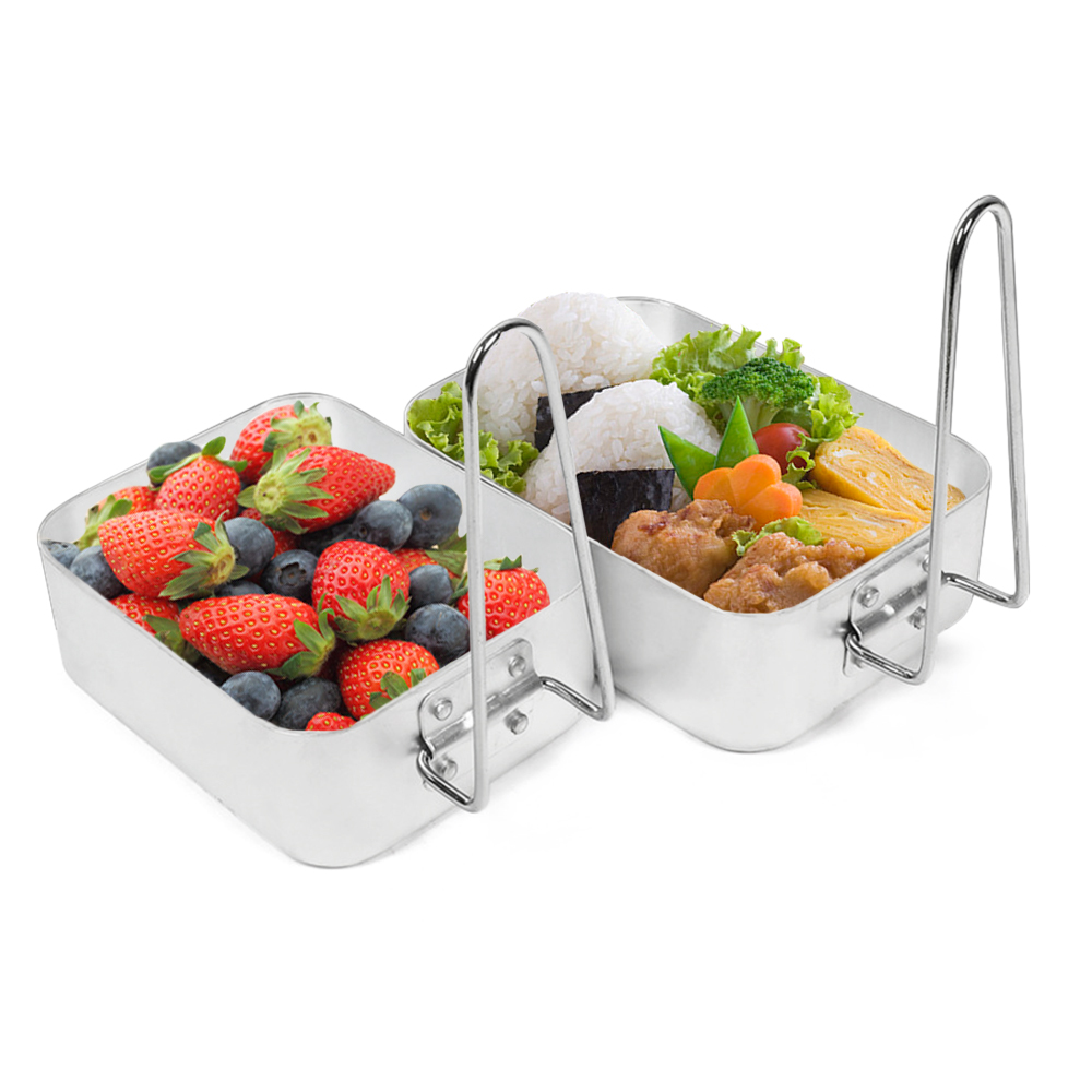 TOMSHOO 2pcs Mess Tin Kit Aluminum Camping Cookware Set Cooker Lunch ...