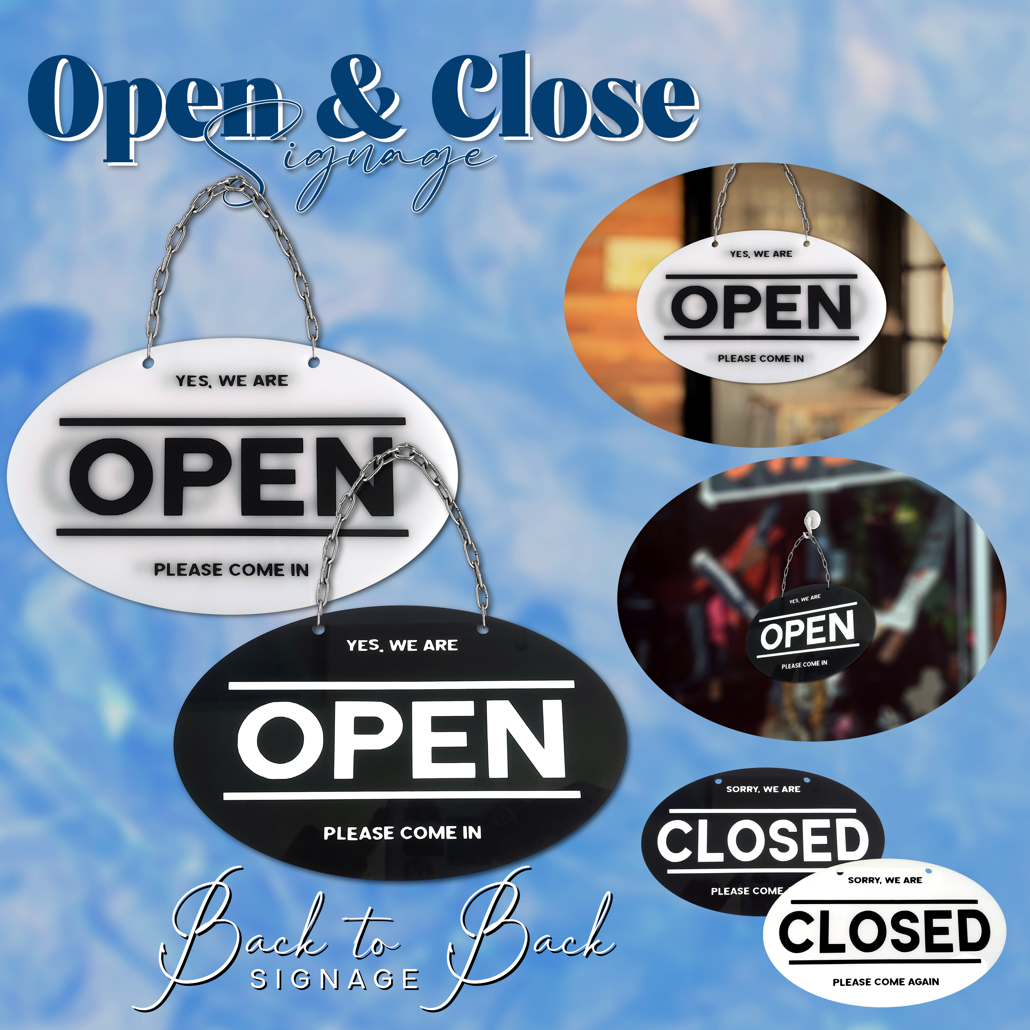 OPEN AND CLOSE BACK-TO-BACK BLACK & WHITE ACRYLIC SIGNAGE | Lazada PH