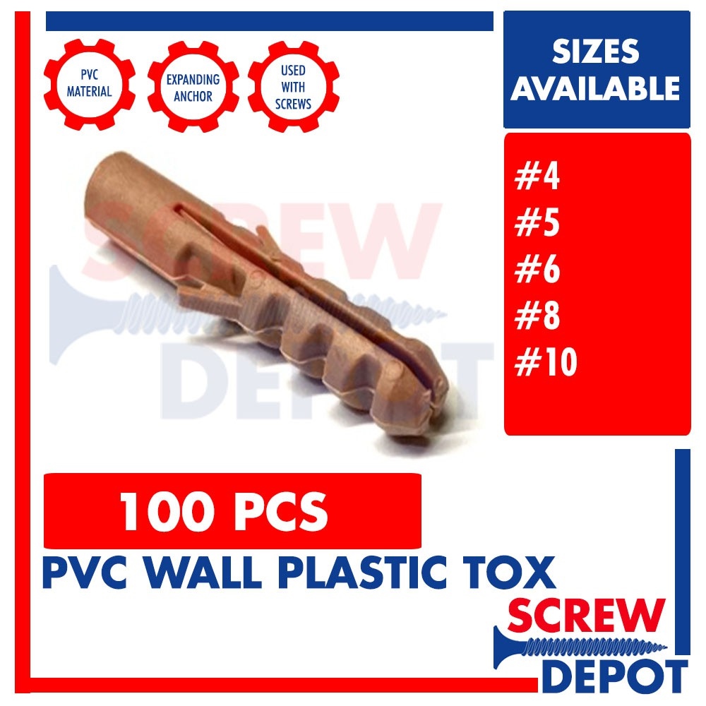 PVC TOX 4 5 6 8 10 12 Tox Wall Plug / Plastic Anchor / Expansion Screw ...
