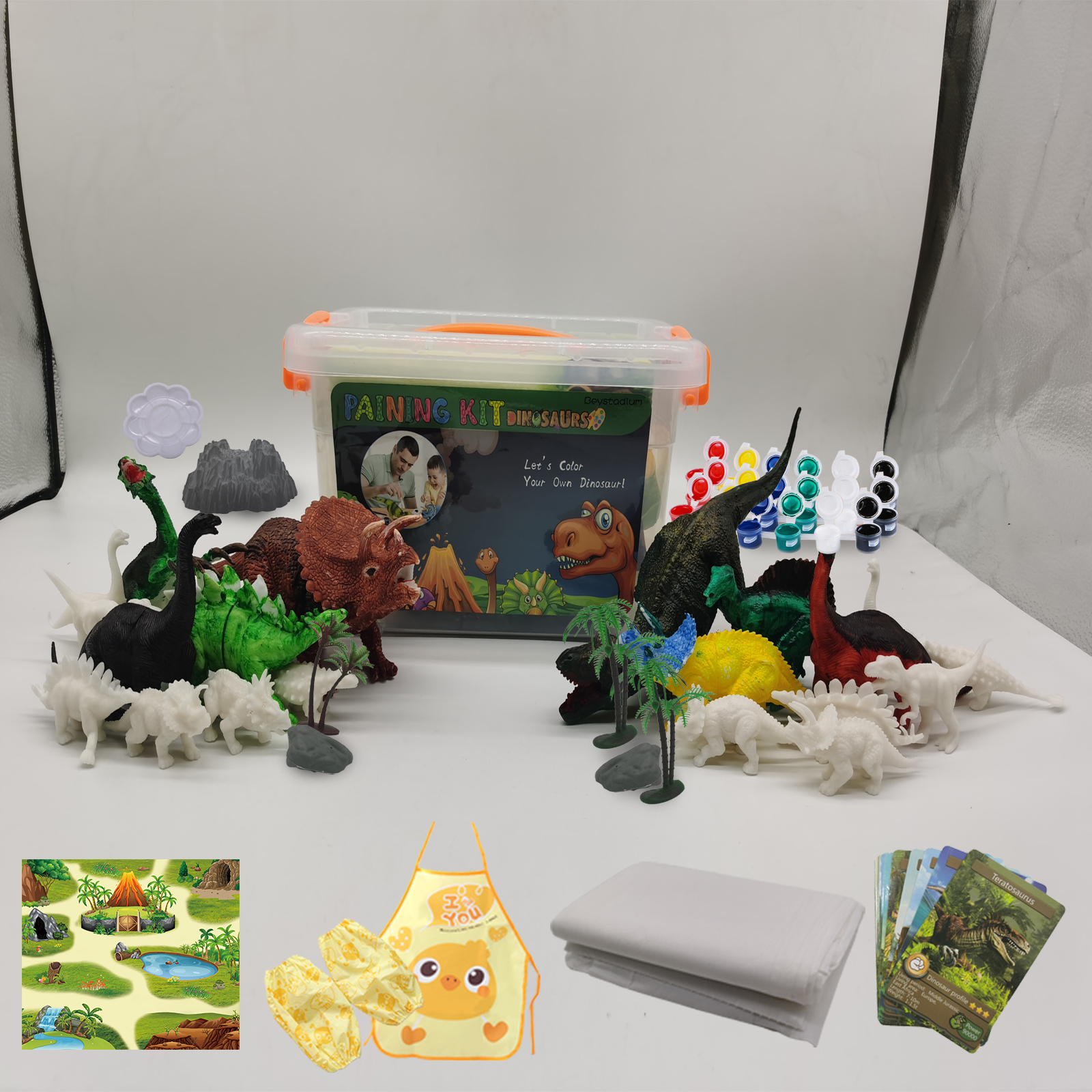 Kids Arts Crafts Dinosaur Toy Painting Kit, Dinosaur Figurines, Paint ...