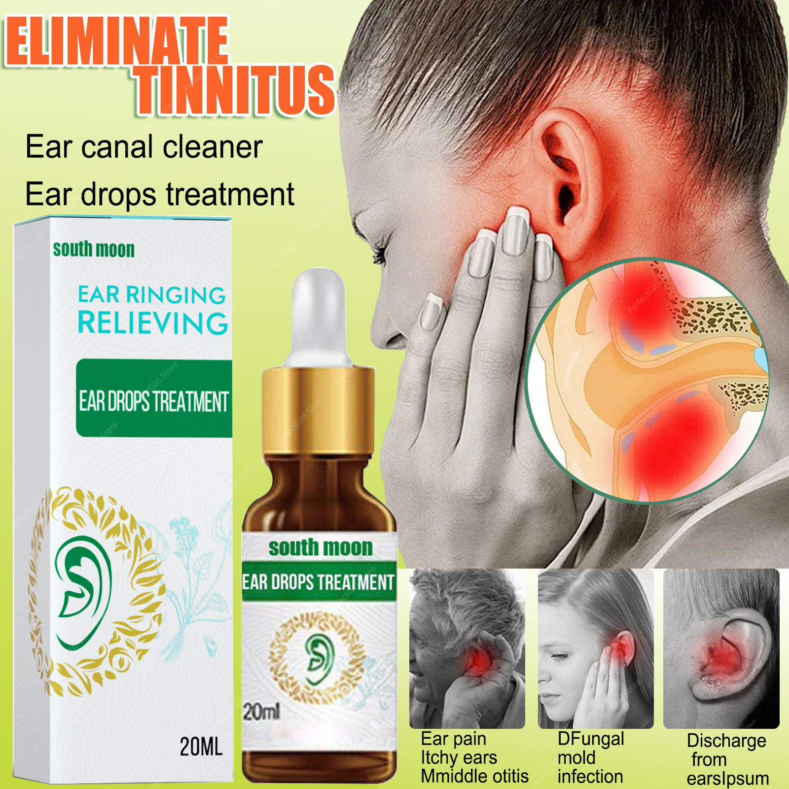 Original Tinnitus Liquid Ear Drops Infection Treatment Cleaning Liquid ...