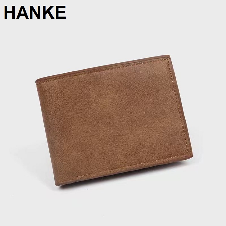 HANKE Leather Wallet Card Holder and Zipper Inside For Men Long/Short ...