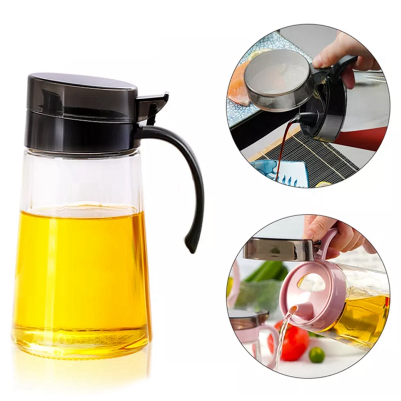 700Ml Kitchen Glass Cooking Oil Jar Sauce Bottle Dispenser for Oil and Vinegar Honey Olive Oil ...