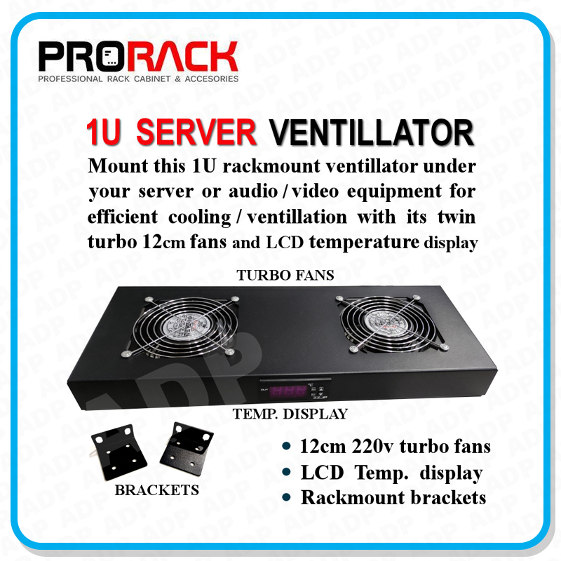 PRORACK 1U Server Rack Mount Twin Fan with temperature display 220v ...