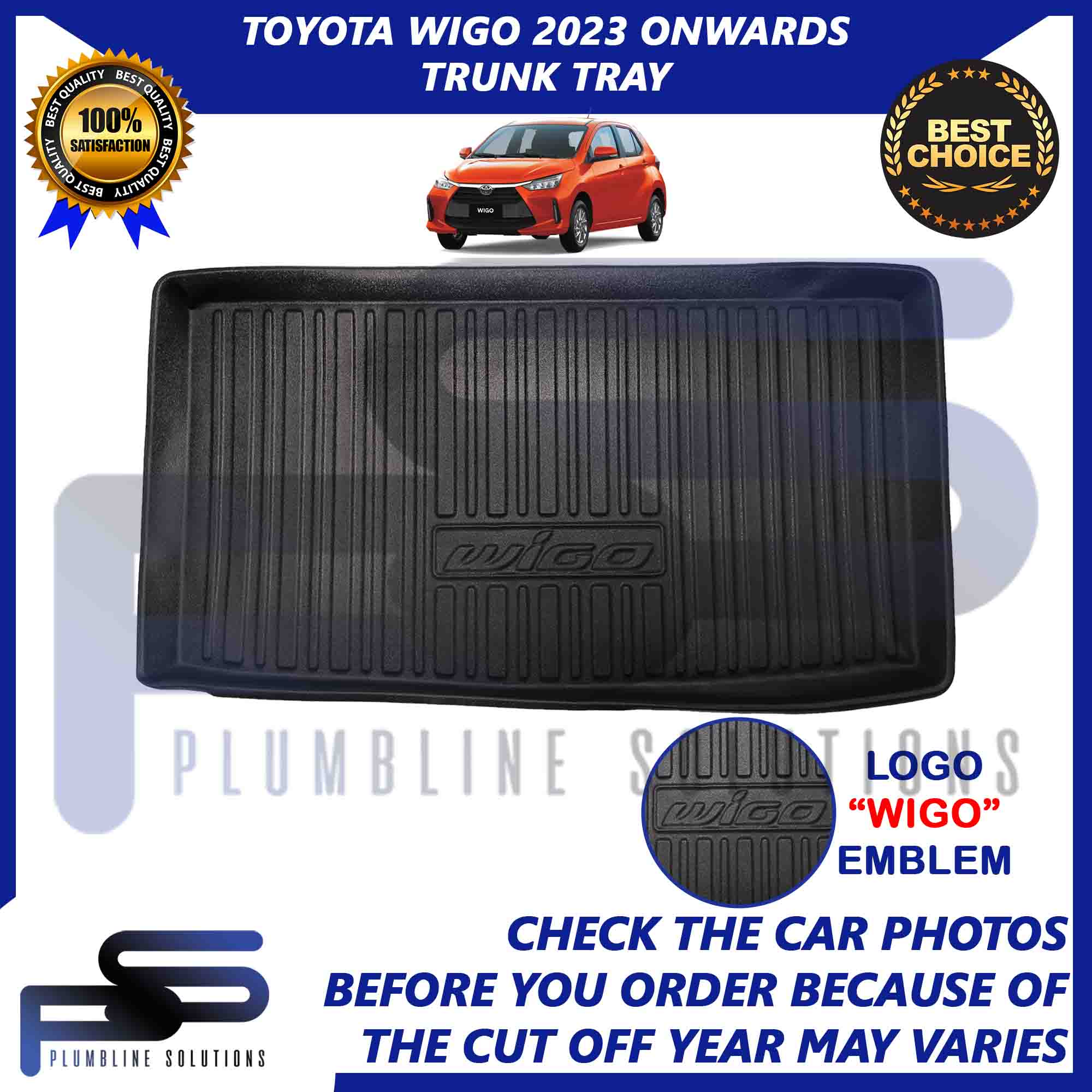 Trunk Tray for Toyota Wigo 2012 2013 2014 2015 2016 2017 2018 2019 2020 ...