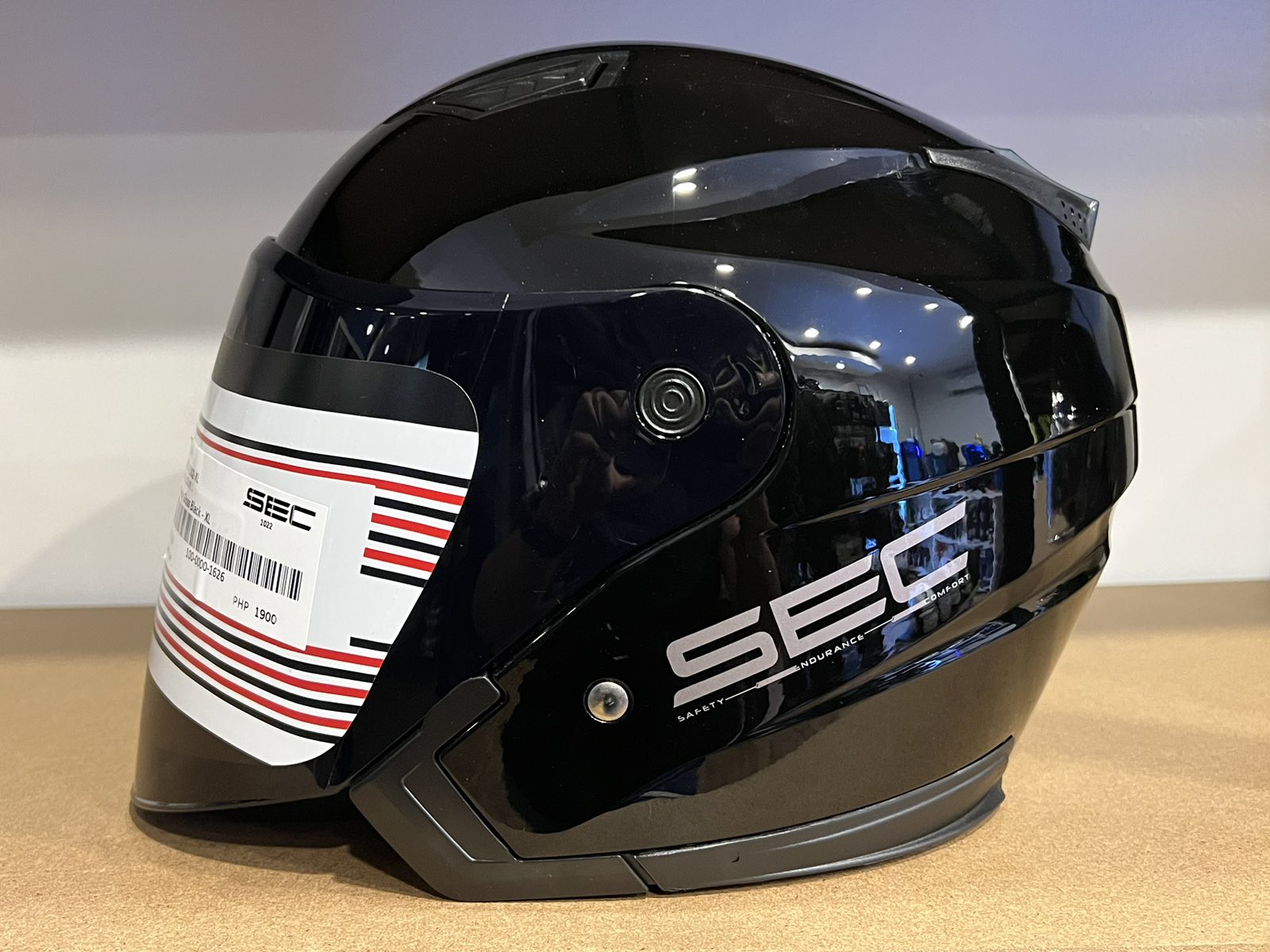 SEC Windy Solid Gloss Black Half Face Helmet DSEC-01002 | ICC and DOT ...