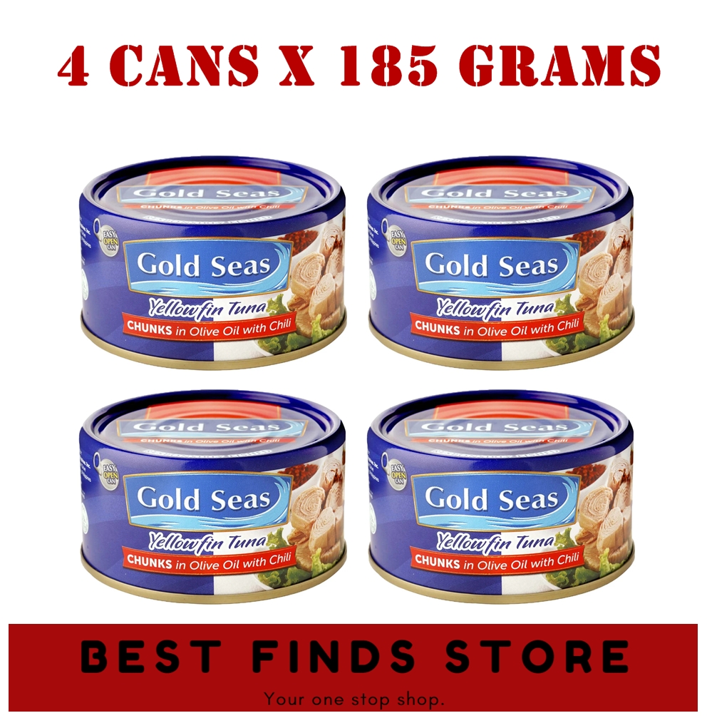 Gold Seas Yellowfin Tuna Chunks in Olive Oil with Chili 4 cans x 185 ...