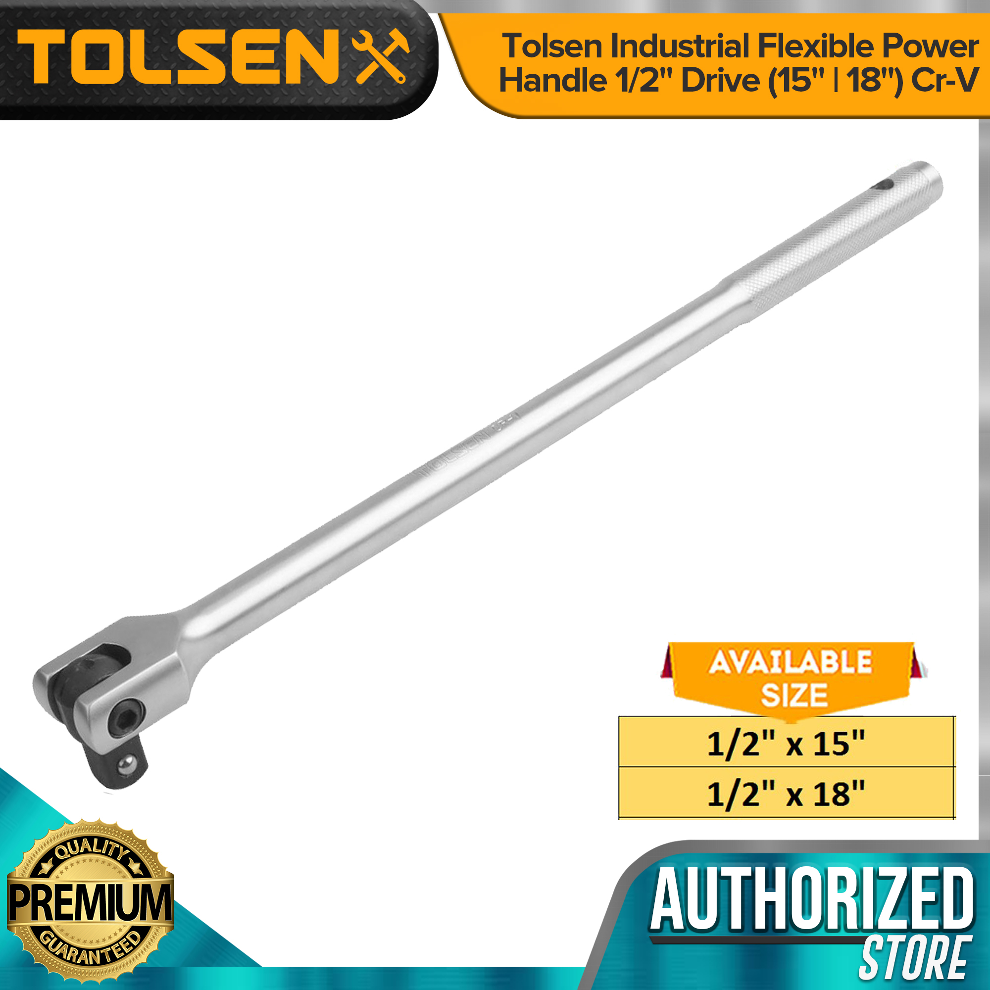 Tolsen Industrial Flexible Power Handle 1/2" Drive (15" | 18") Cr-V ...
