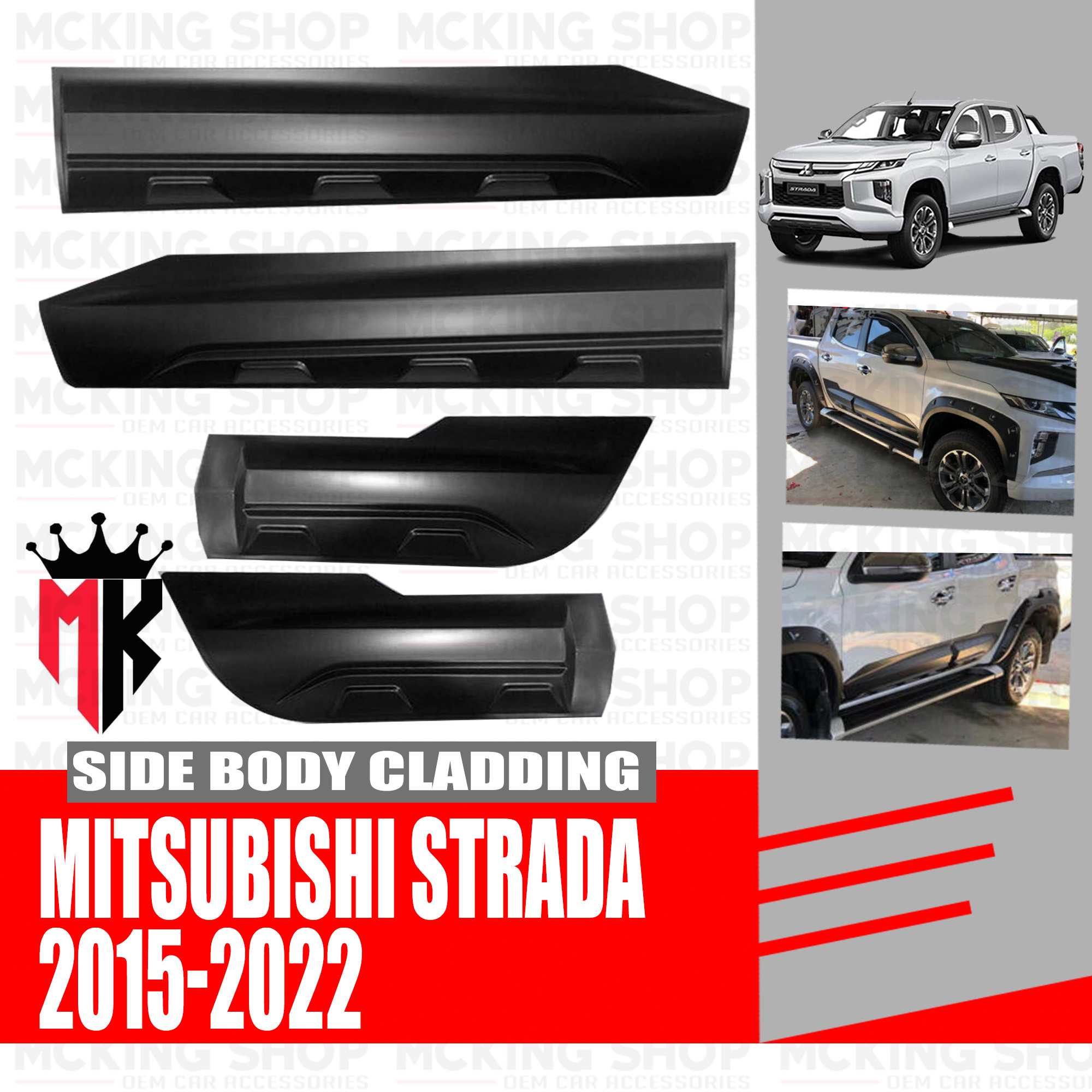 Mitsubishi Strada 2015-2022 Side Door Body Cladding (Black) | Lazada PH