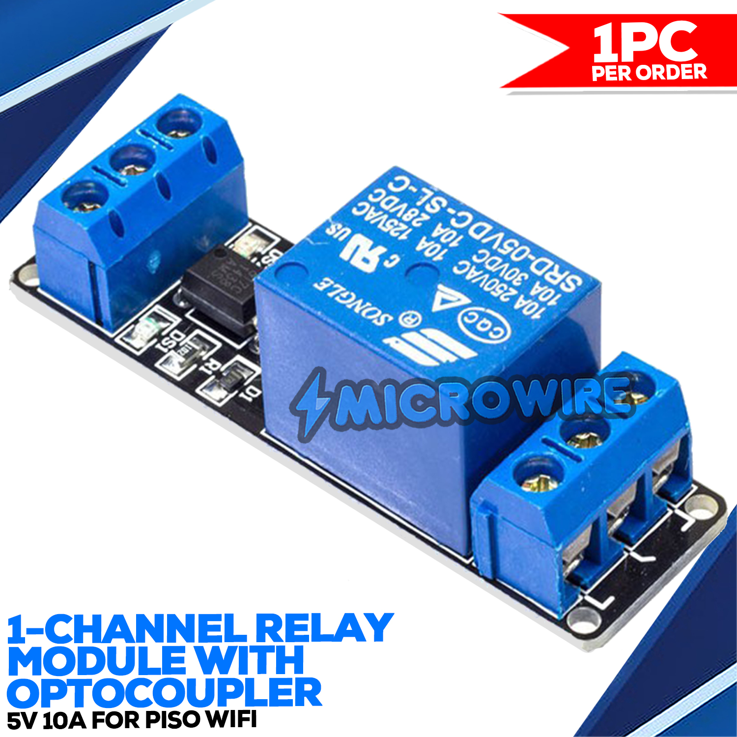 1-Channel Relay Module with Optocoupler 5V 10A for Piso WiFi | Lazada PH