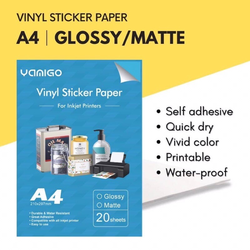Printable inkjet Vinyl Sticker Paper A4 glossy matte waterproof | Lazada PH