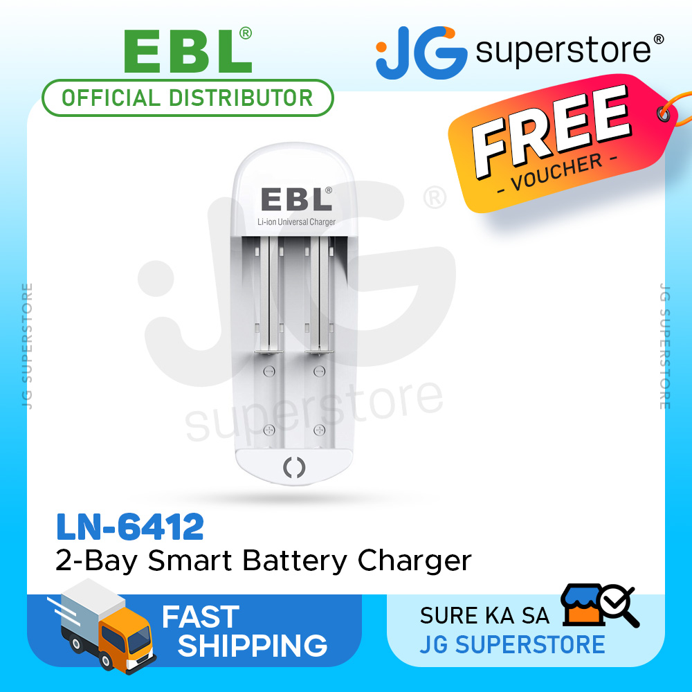 EBL LN-6412 2-Bay 3.7V Universal Smart Battery Charger with Integrated Over-Charger Over-Current ...