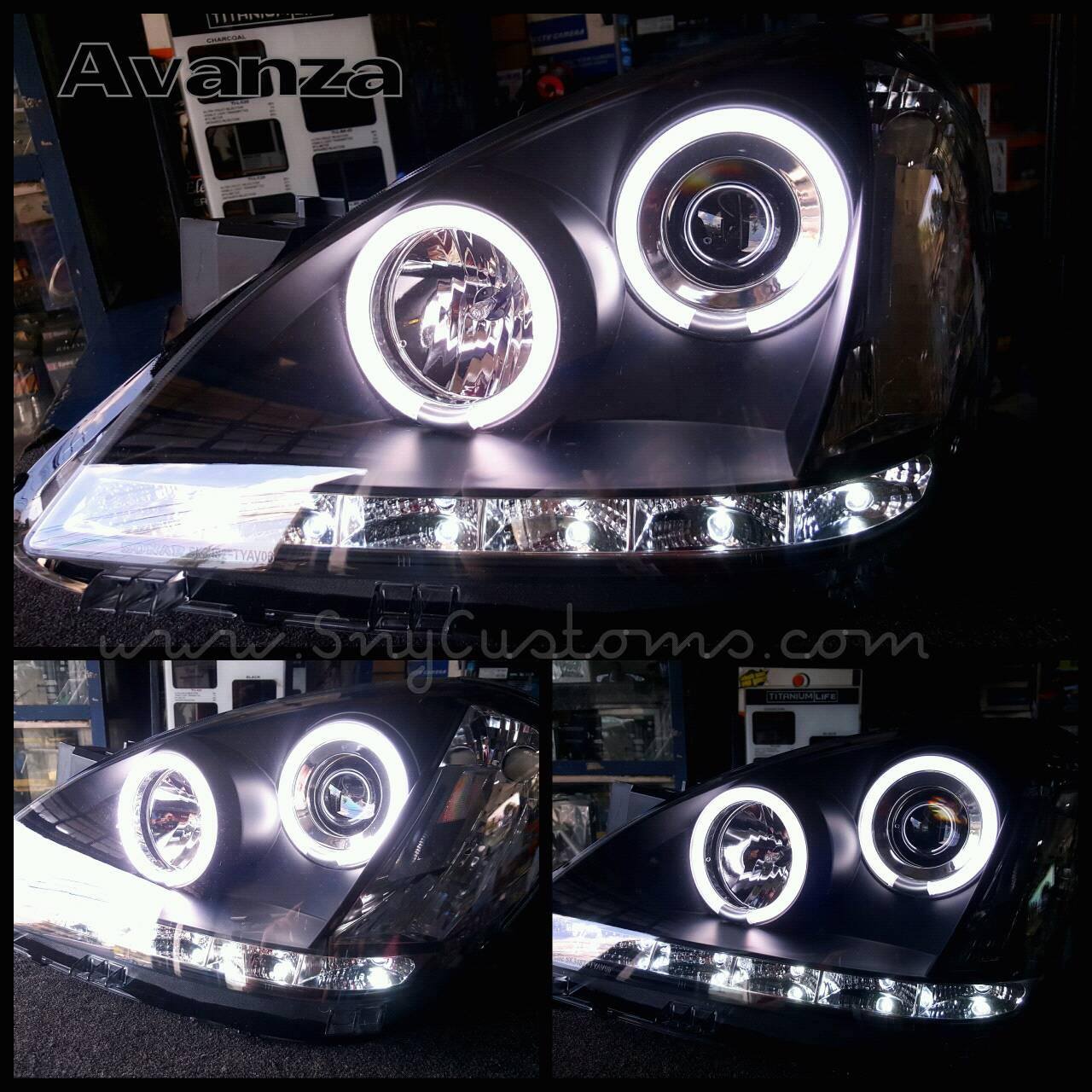 Avanza Toyota Headlight Projector Smoke with LED DRL Kit 2006 to 2011 ...