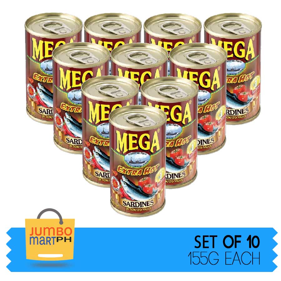 MEGA SARDINES EXTRA HOT 155G / SET OF 10 | Lazada PH