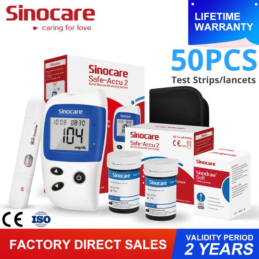 Sinocare Safe-Accu2 Blood Glucose Meter Diabetes Tester Kit Glucometer ...