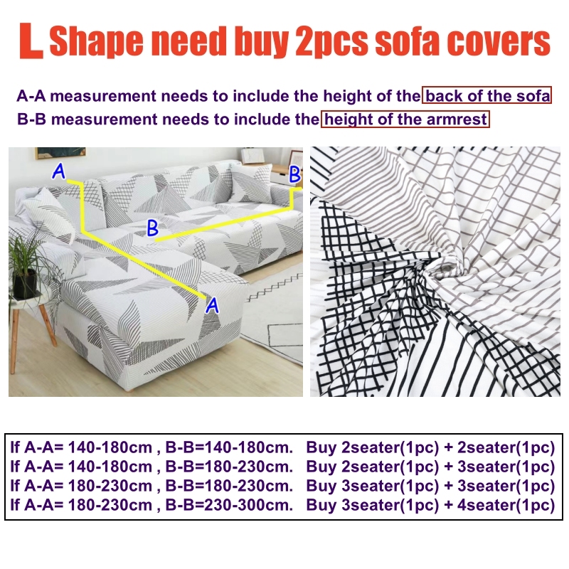 L Shape Sofa Cover Set(2pcs) Strechable Slipcover Set | Lazada PH