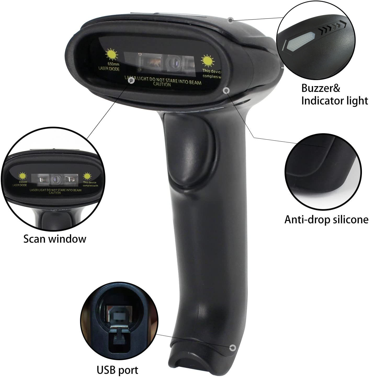 On Screen scanning 1D Barcode Scanner Plug and Play Barcode Scanner RY ...