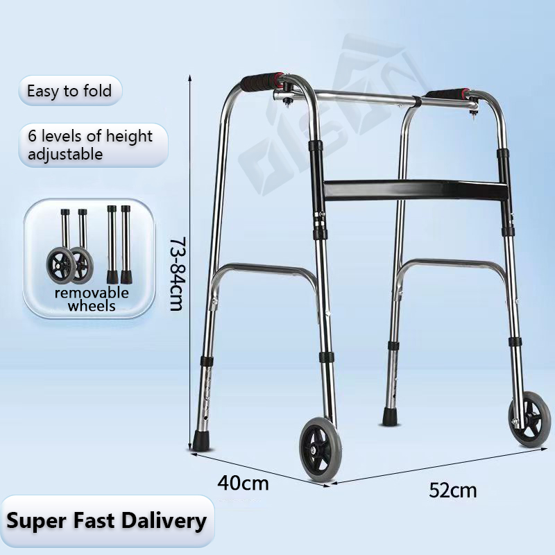 Adult Walker With Wheels Adjustable Aid Walker Crutch Cane Stick ...