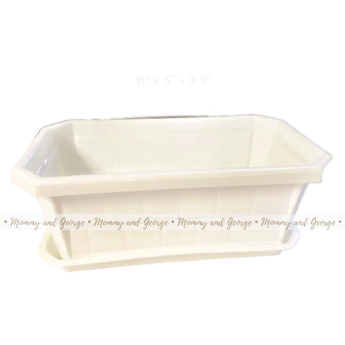 White Rectangular Plant Box Plastic Pot with Catch Plate | Plastic Pots for Plants | Plant Pots ...