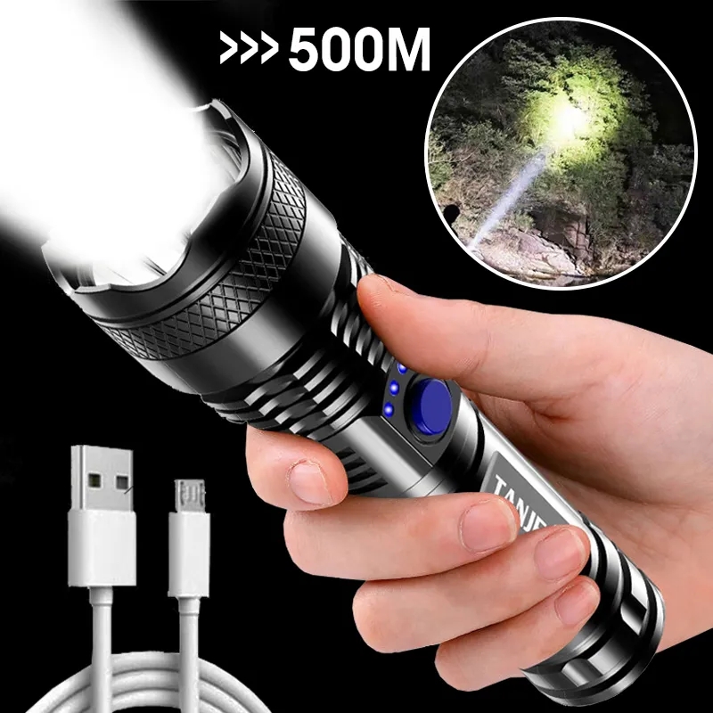 3 Modes Portable Mini LED Flashlight USB Recargable Bright Light Torch ...