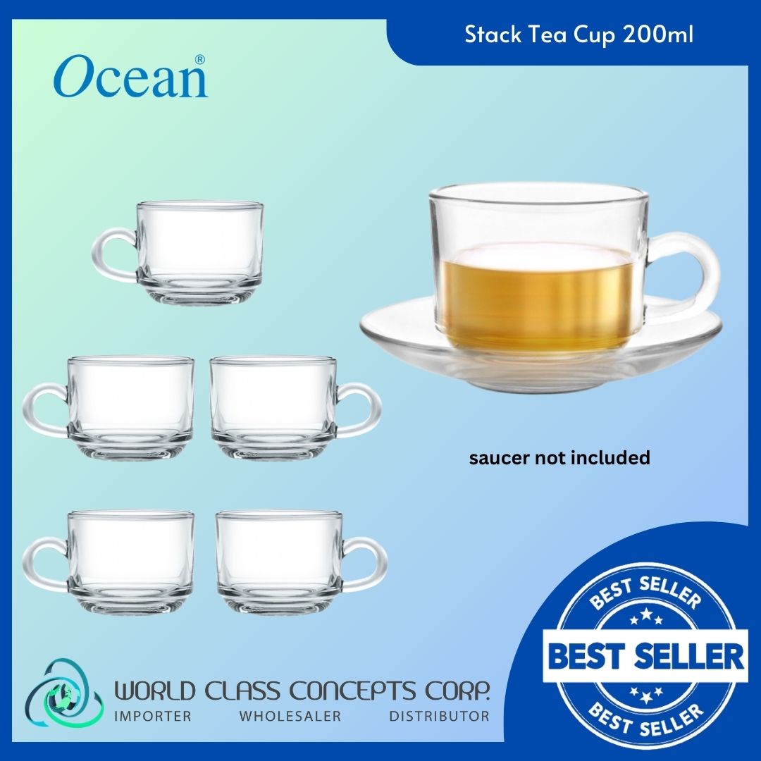 Ocean Glassware Stack Tea Cup 200ml/ 7oz Set of 6(SM) | Lazada PH