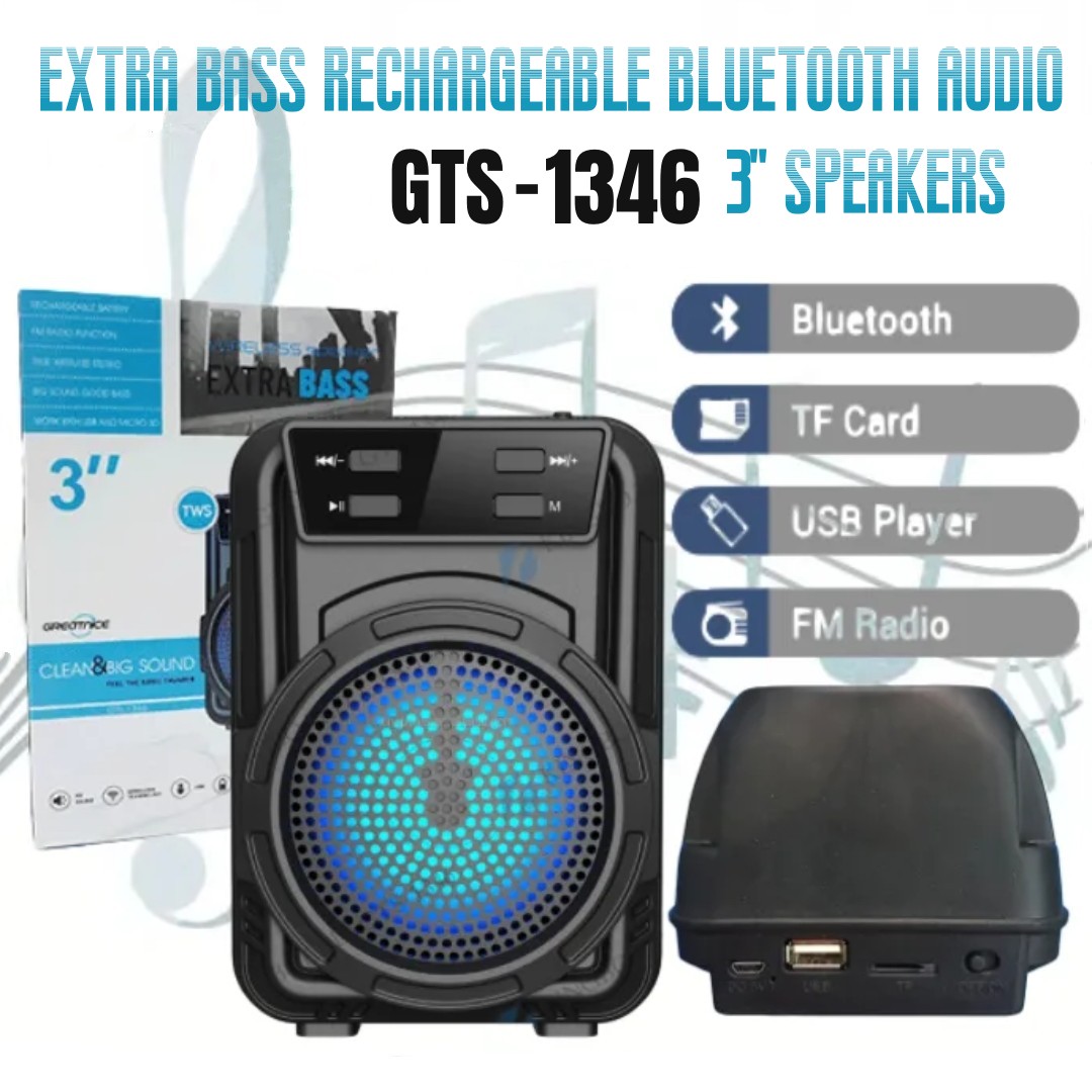 【DVK】Bluetooth speaker GTS 1349 GTS 1346 Wireless Bluetooth Speakers EXTRA BASS colorful lights ...