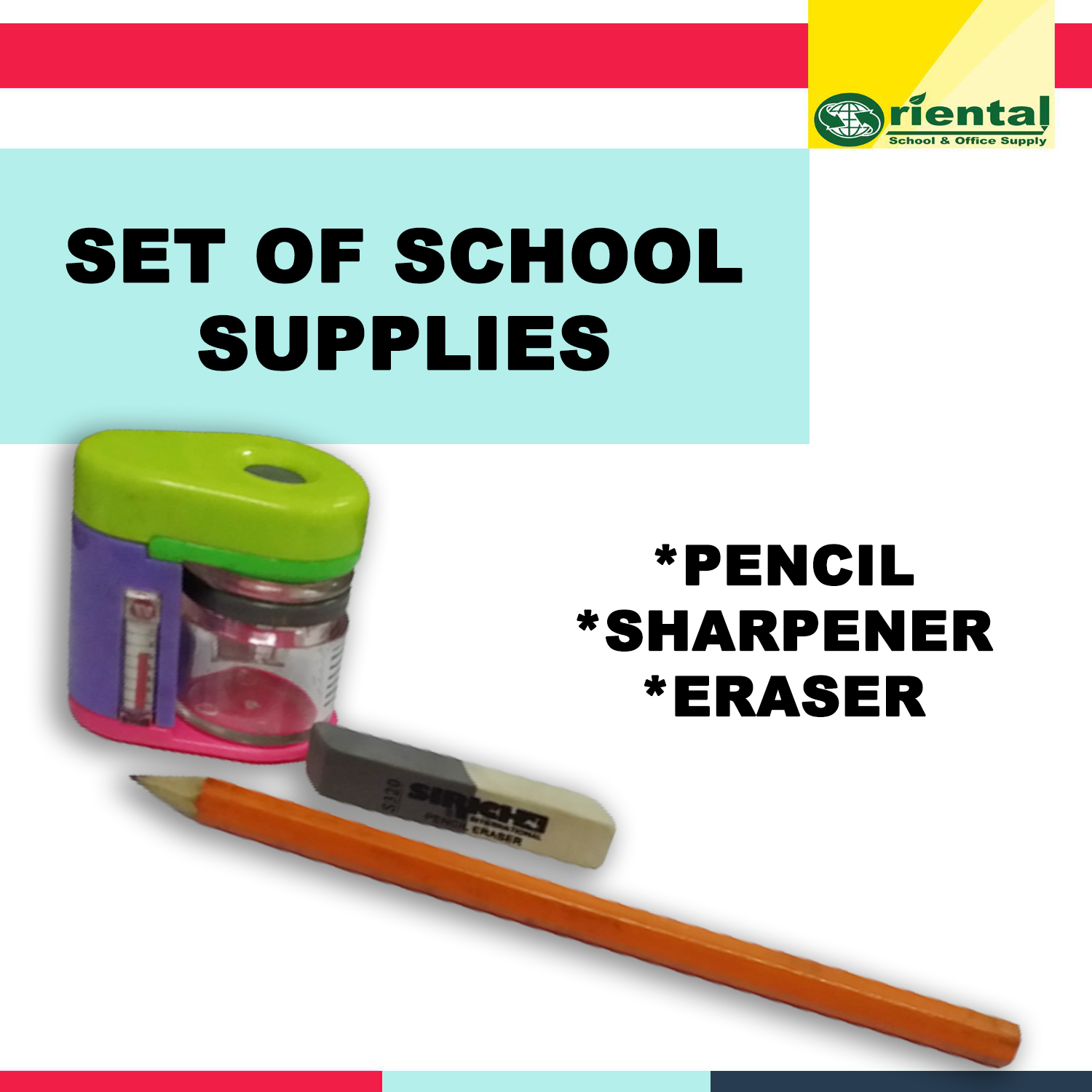 Set of 3 Pencil Eraser & Sharpener for Kids - School Supplies for ...
