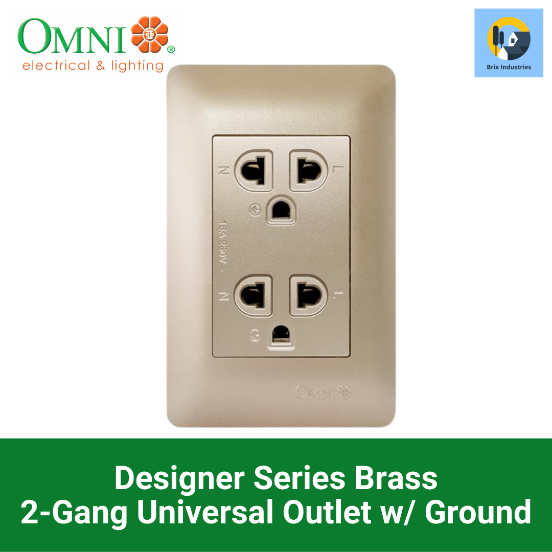 Omni Brass Designer Series 2 Gang Universal Outlet with Ground Set DP3 ...
