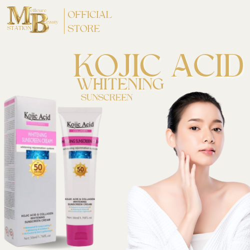 AUTHENTIC KOJIC ACID COLLAGEN WHITENING SUNSCREEN CREAM SPF 50 - Face ...