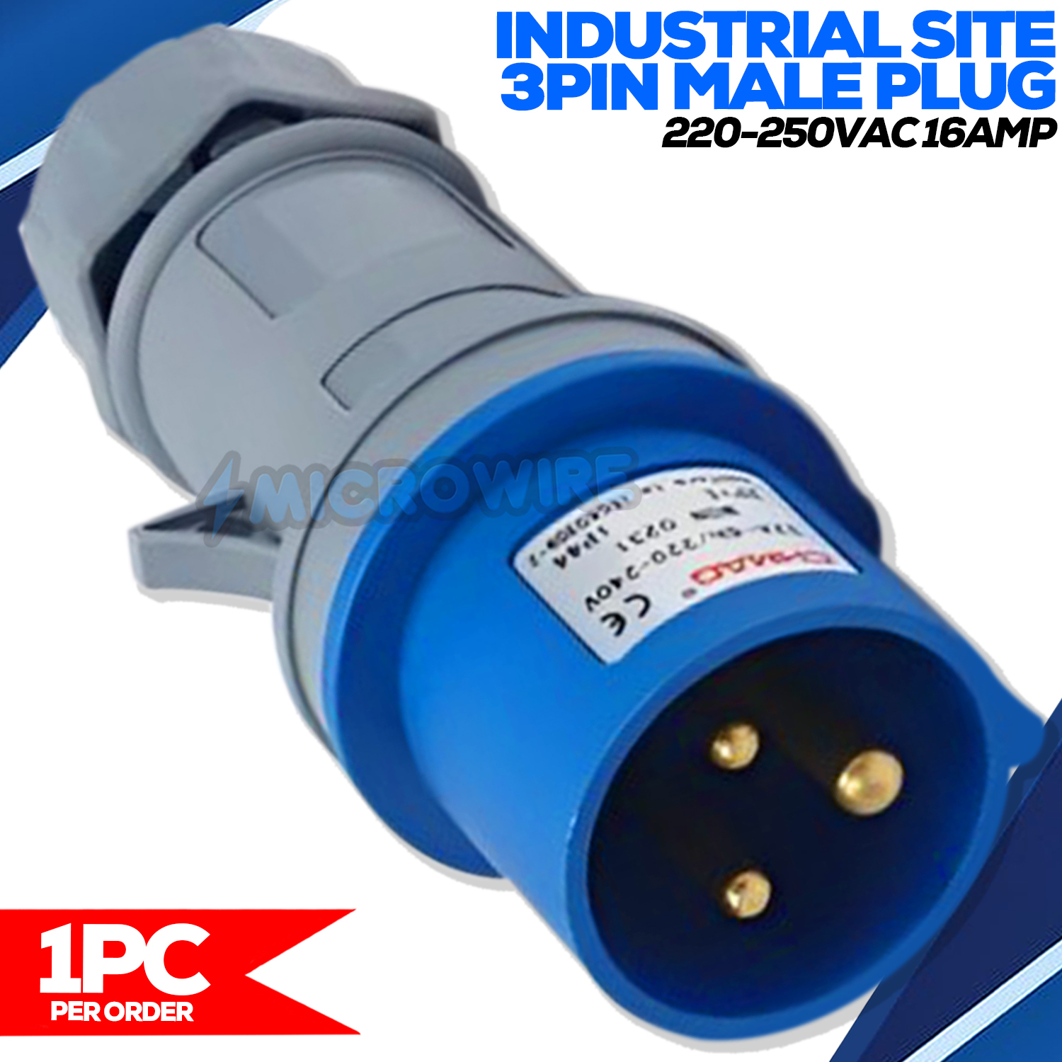 16A Industrial Plug 2P+E IP44 AC250V Electrical Connector Male ...