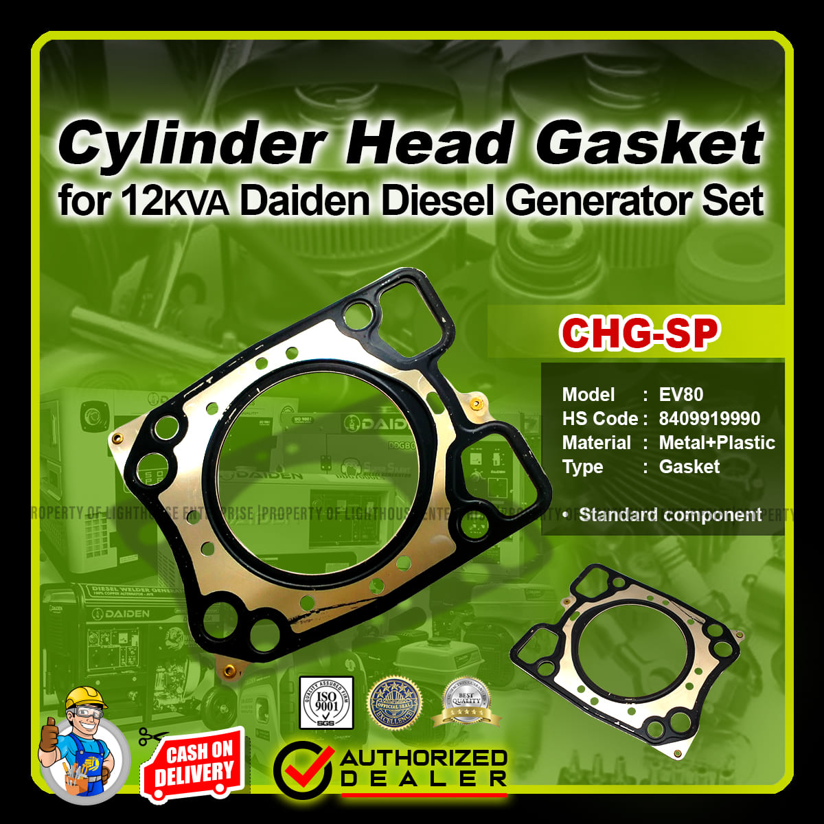 EV80 Cylinder Head Gasket for DAIDEN 12KVA Diesel Generator Set ...