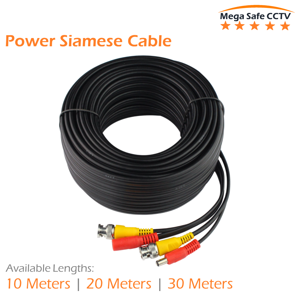 10m / 20m / 30m BNC Video and Power Siamese Cable Wire, Plug Connector ...