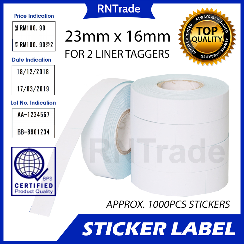 1rl Price Tag 2 Liner Double Line Plain White for MOTEX MX6600 Sato PB2 ...