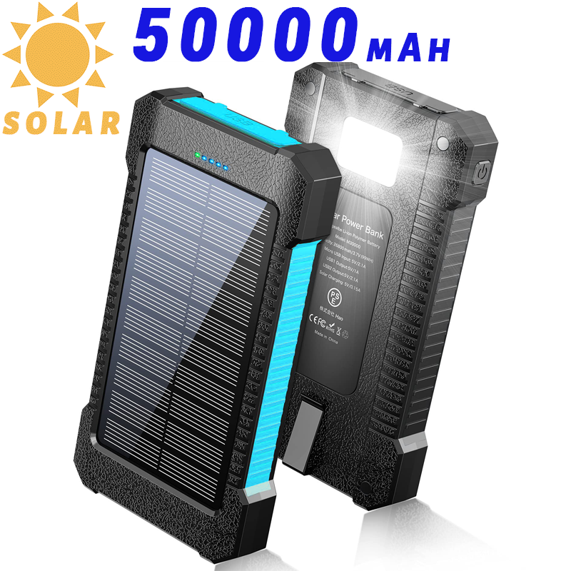 Solar Power bank 800000mah Waterproof Solar Charger 2USB Led Light ...