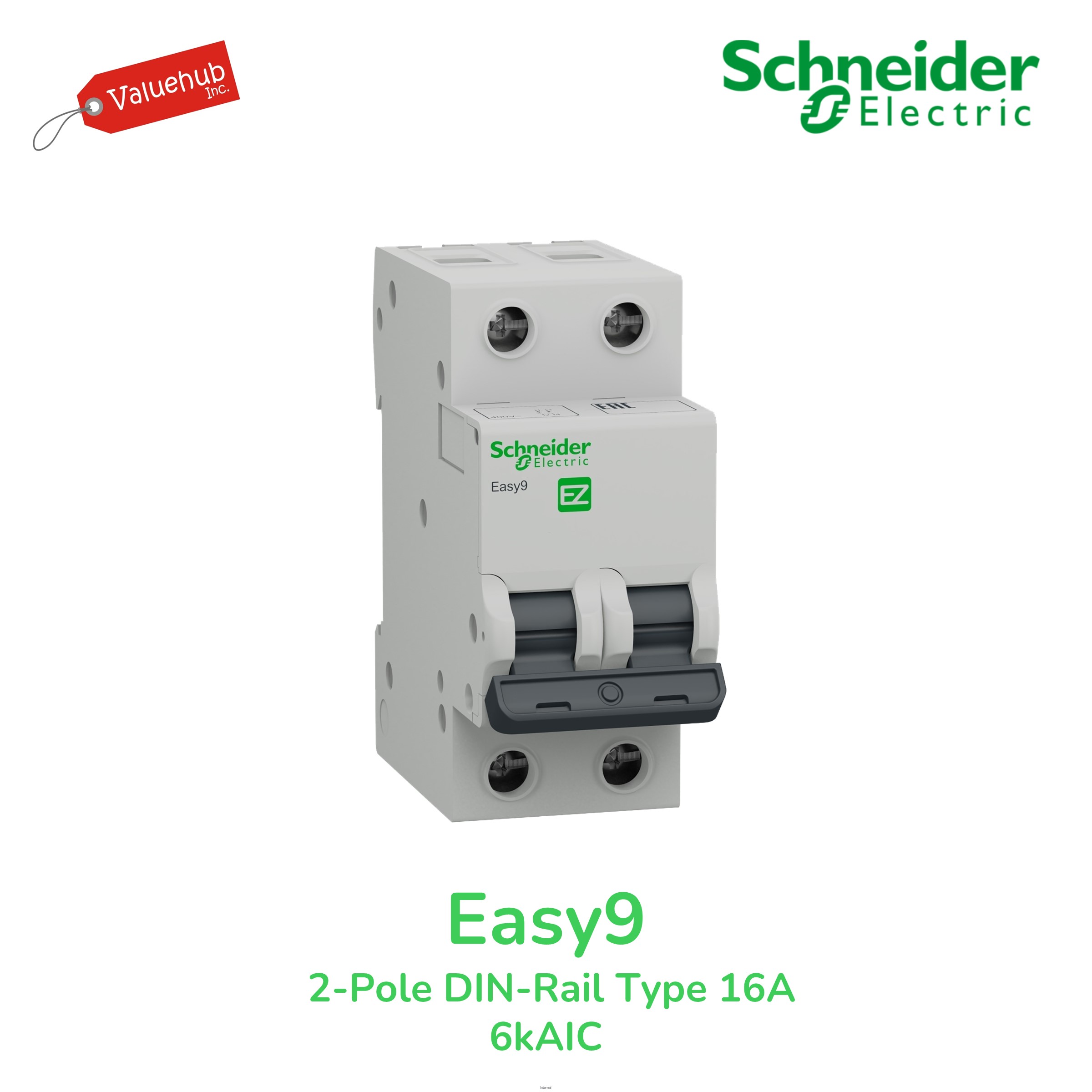 EZ9F56216 Easy9 IEC, 2-Pole 16A DIN-Rail Type Circuit Breaker 230/400V ...