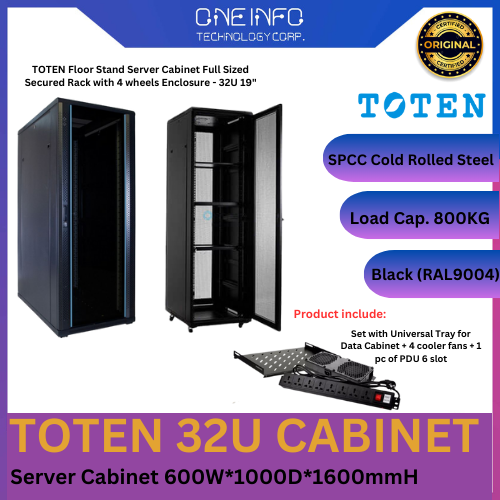 32U Cabinet 600W*1000D*1600mmH TOTEN Data Server Rack│Server Data Rack│Server Cabinet│Data ...