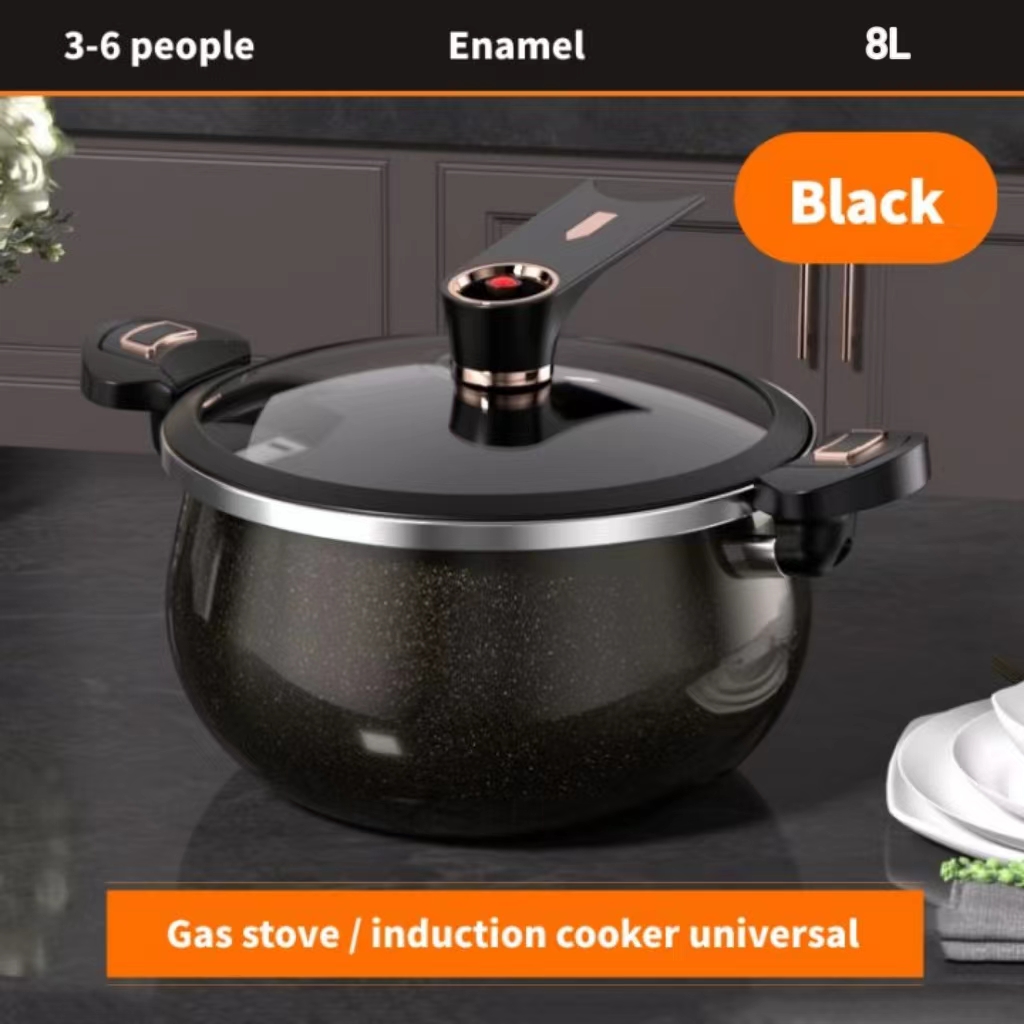 Pandacook Micro Pressure Cooker 8L Uncoated Enamel Pot Large Capacity ...