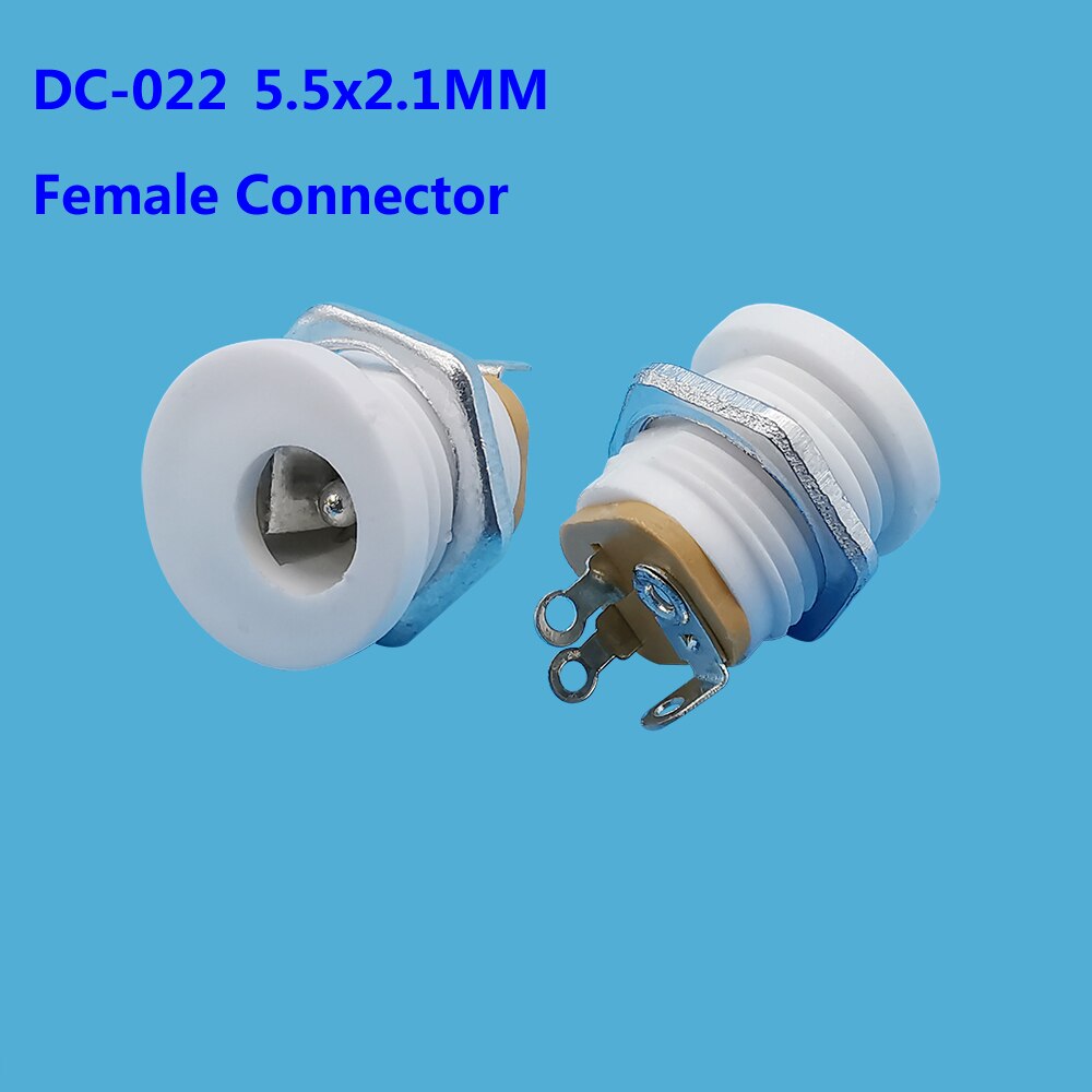 100Pcs Putih DC-022 5.5X2.1Mm DC Power Female Jack Konektor Bulat ...