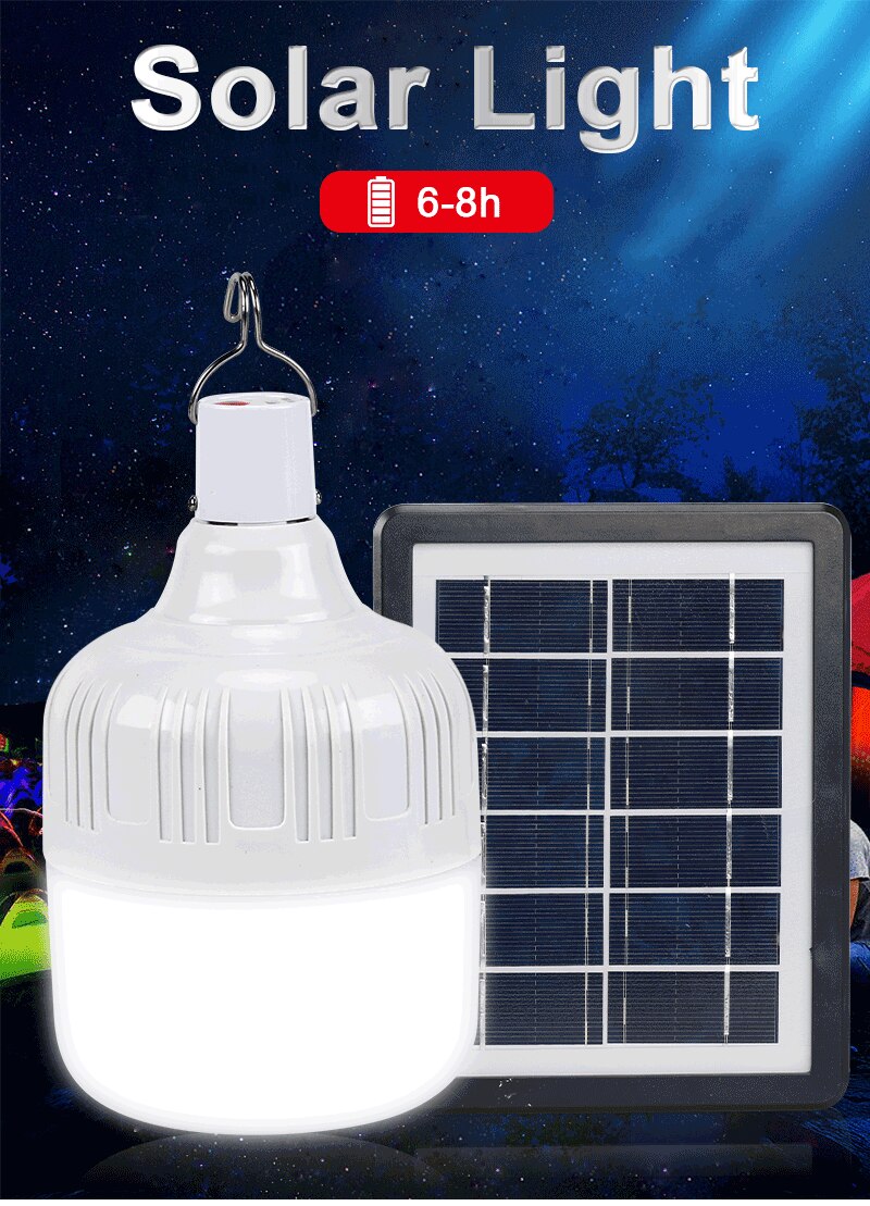 Split LED Solar Light Rechargeable Solar Panel Powered Emergency Bulb ...