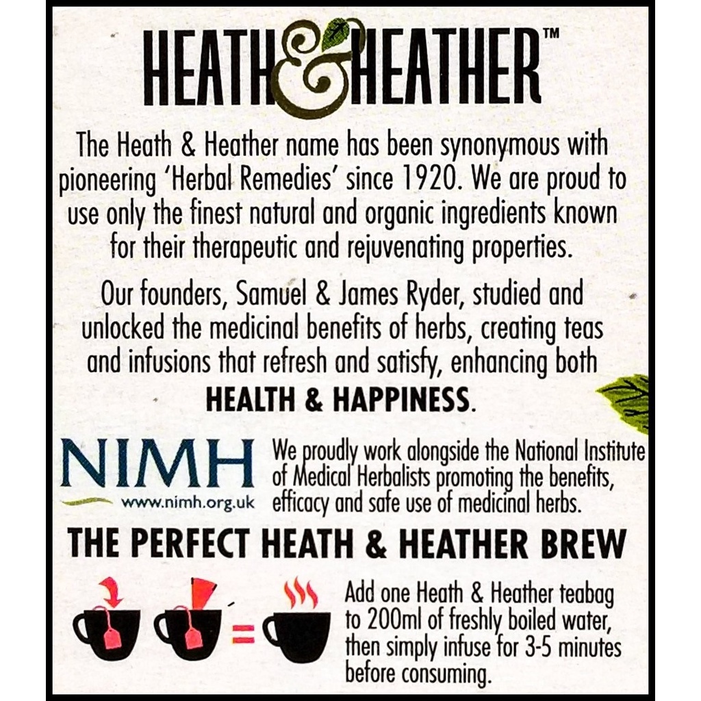 Heath and Heather Organic Tea (Raspberry Leaf) (20 bags) | Lazada PH