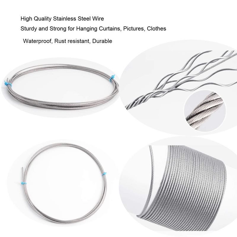 Curtain Drape Wire Rod Set with 12 Clips, Stainless Steel Picture ...
