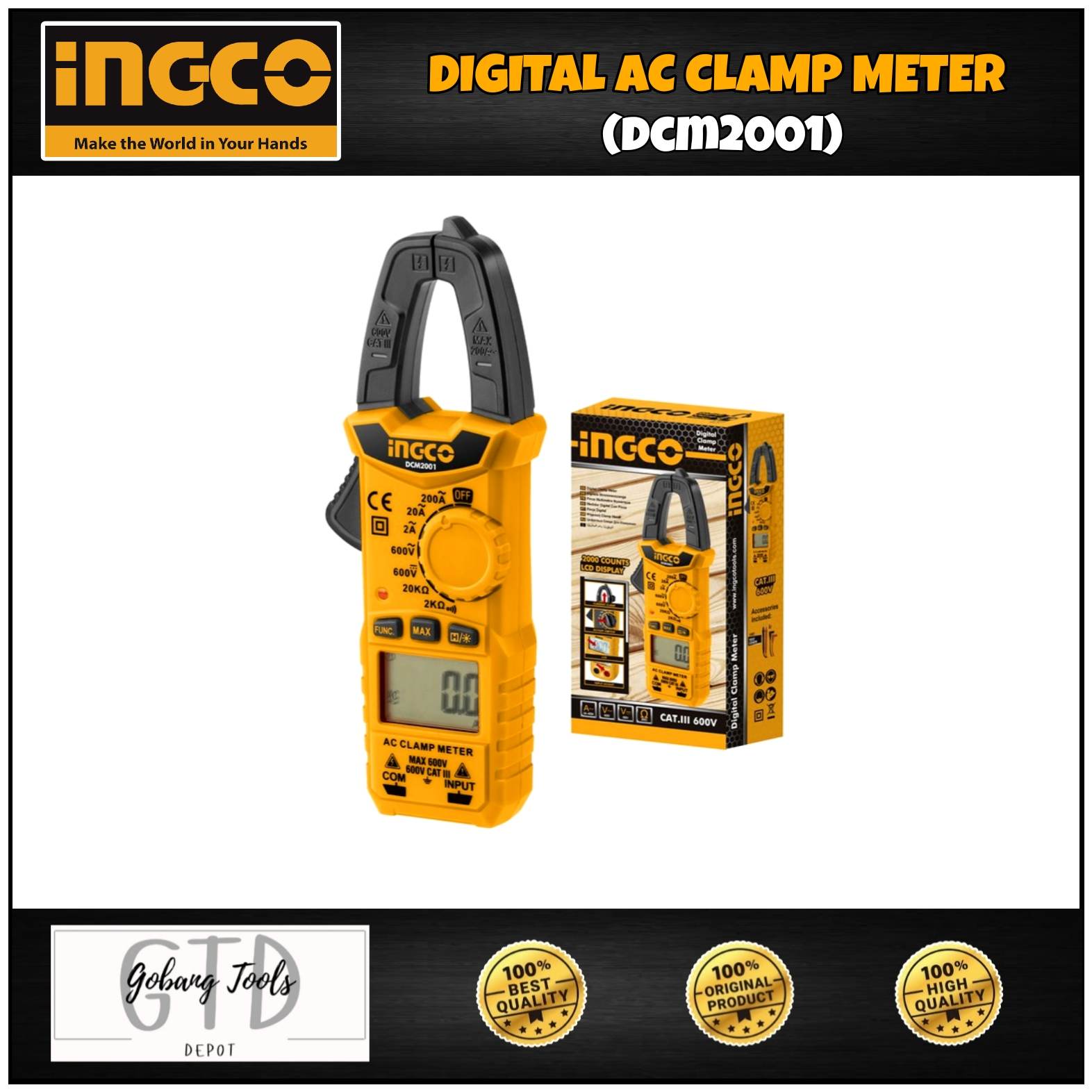 INGCO Digital AC Clamp Meter DCM2001 NO BAG INCLUDED | Lazada PH