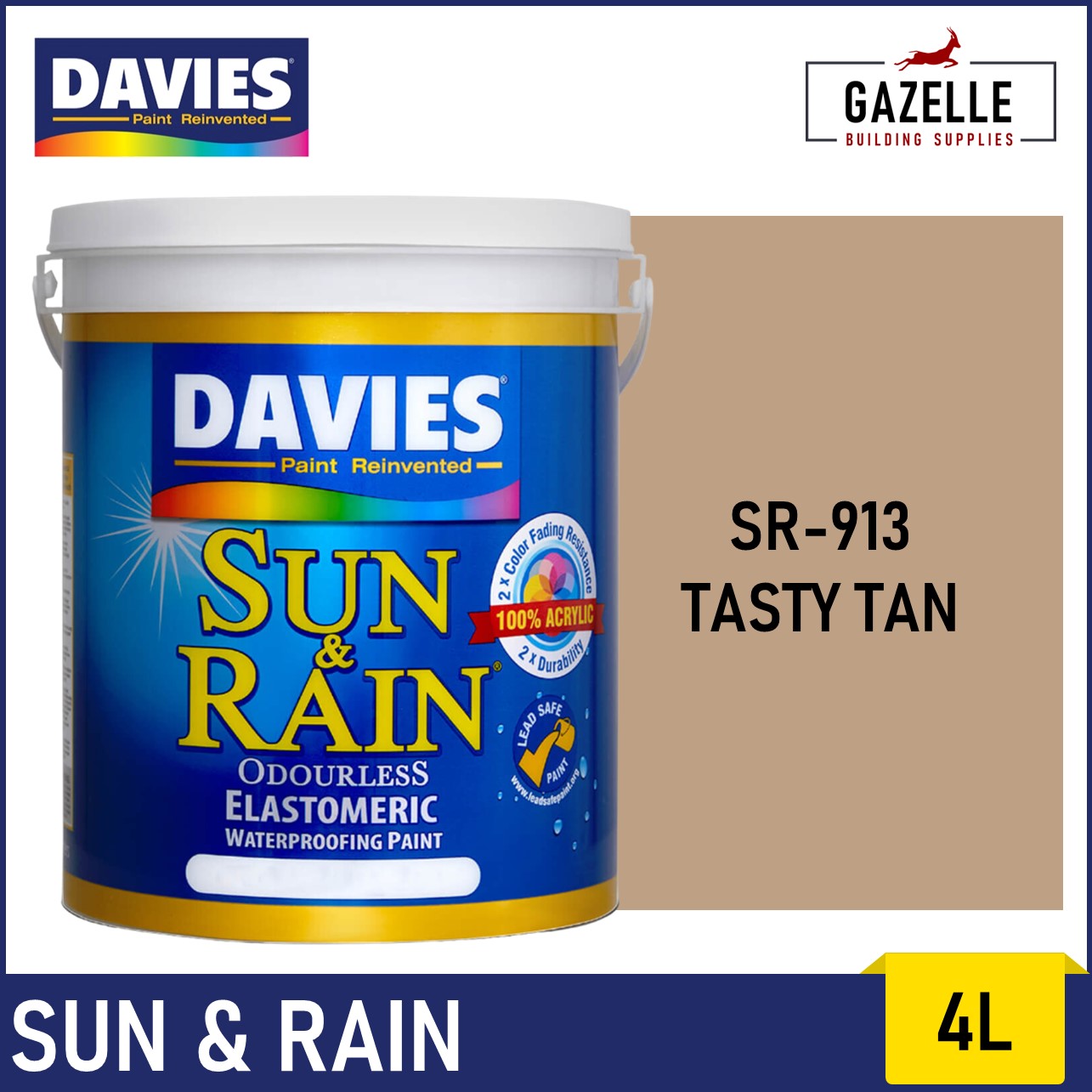 Davies Sun & Rain Acrylic Elastomeric Paint - Browns 4L | Lazada PH