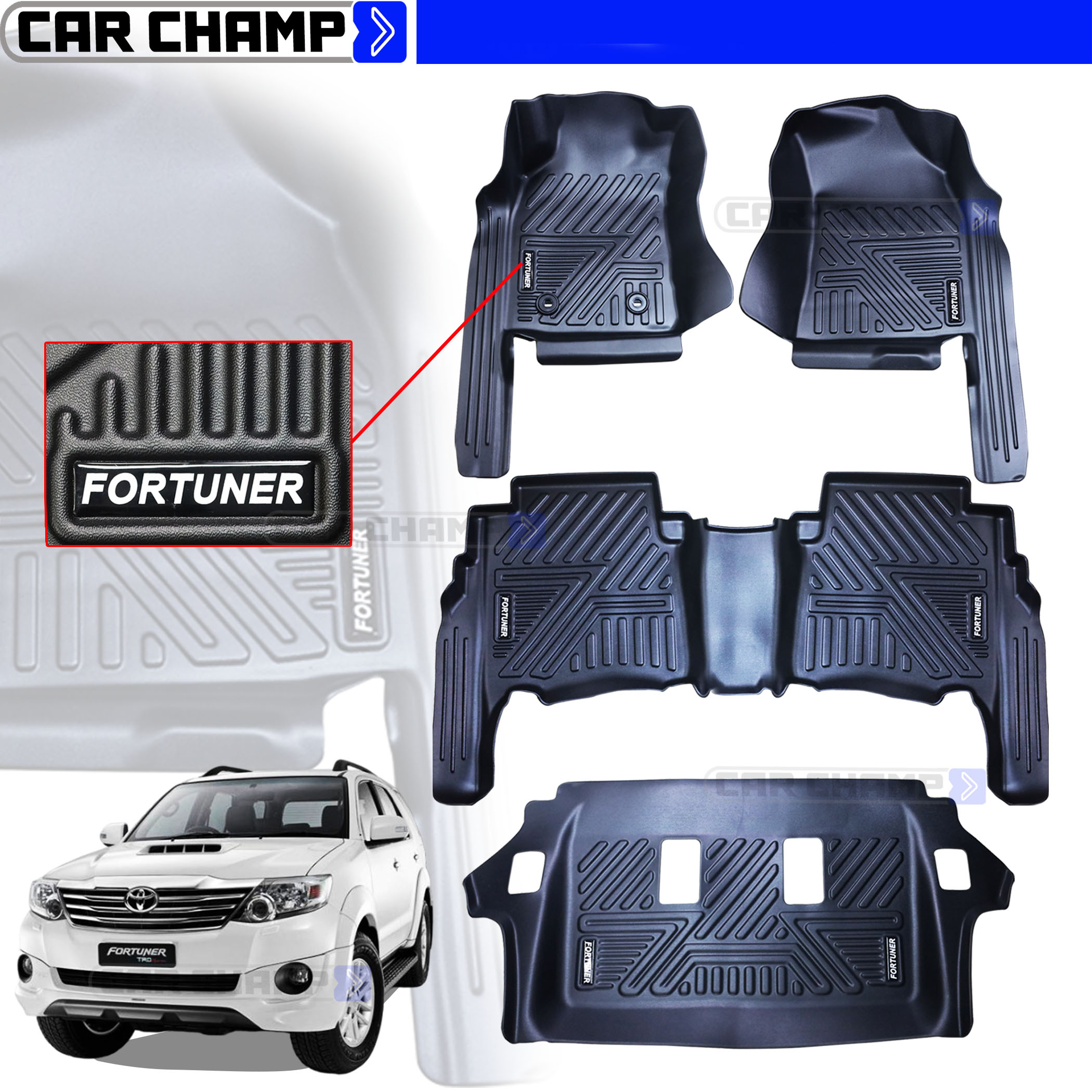 Toyota Fortuner 2005 to 2015 OEM Deep Dish Matting 9D WITH EXTENSION ...